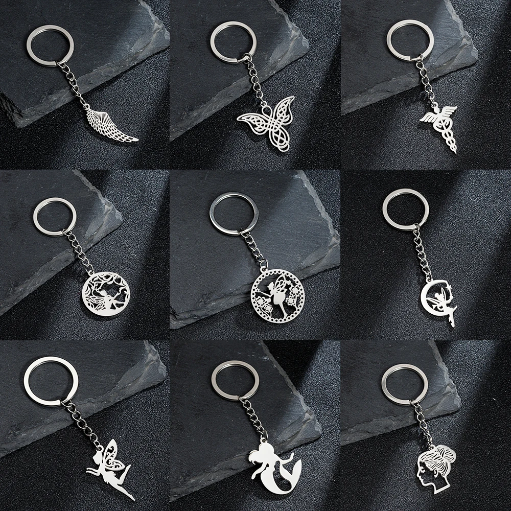 Diy-Stainless-Steel-Guardian-Angel-Keychain-For-Girls-Cute-Pendant ...