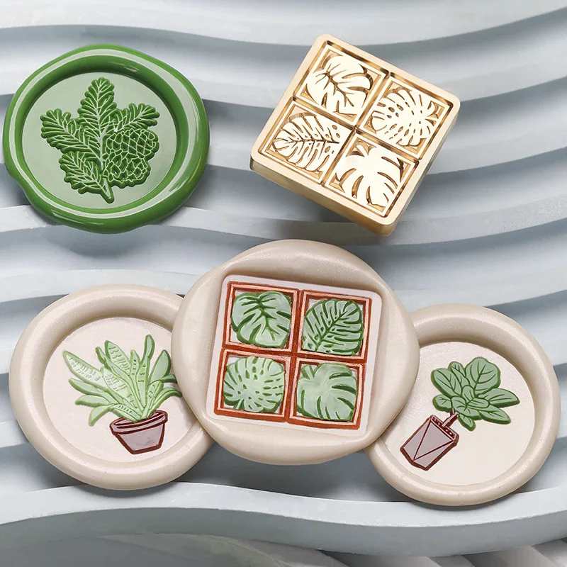 Wax Seal Sealing Stamp Green Plants/Leaves/Potted Plants A Copper Head ...