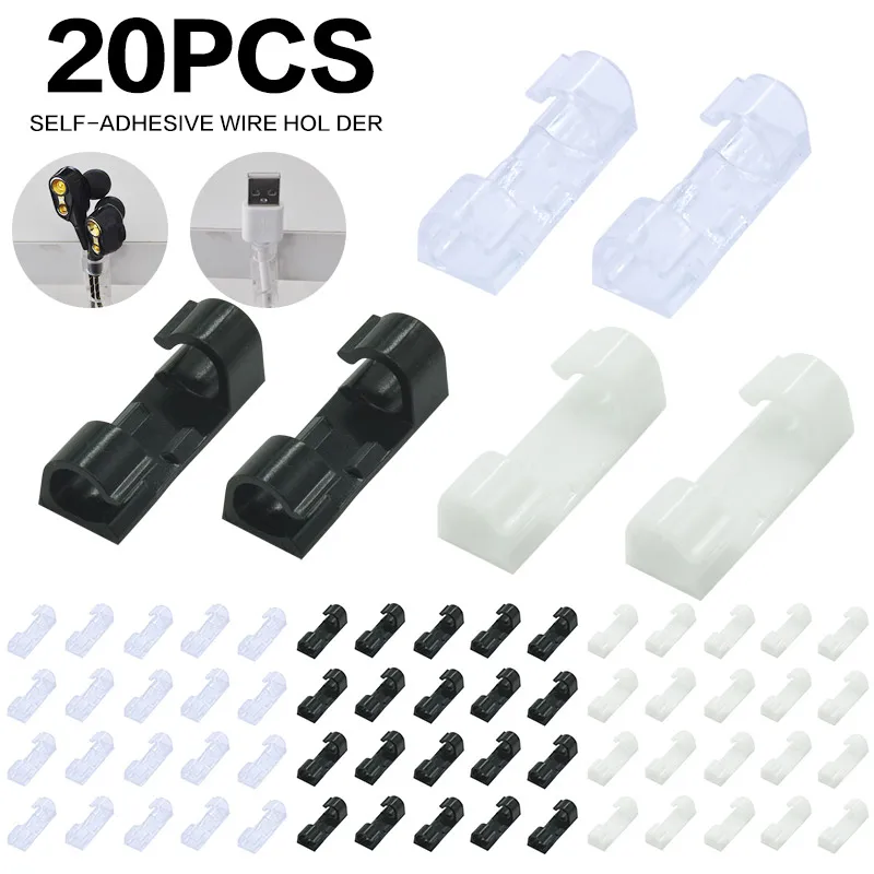 20-Pcs-Cable-Clips-Organizer-Drop-Wire-Holder-Cord-Management-Self ...