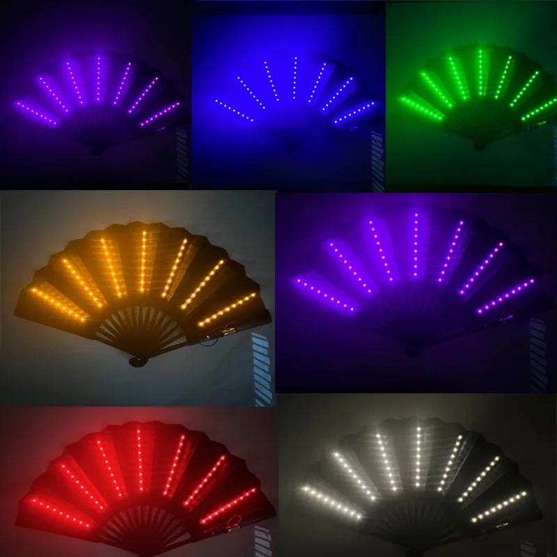 Glow Folding Led Fan Dancing Light Fan Night Show Halloween Christmas ...
