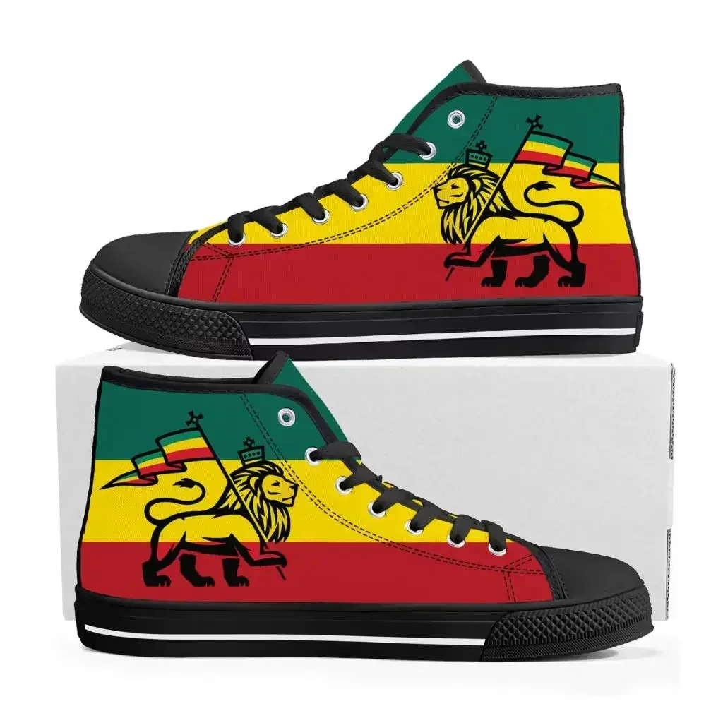Reggae-Rastafarian-Rasta-Rastafari-Lion-Of-Judah-High-Top-Shoes-Mens ...