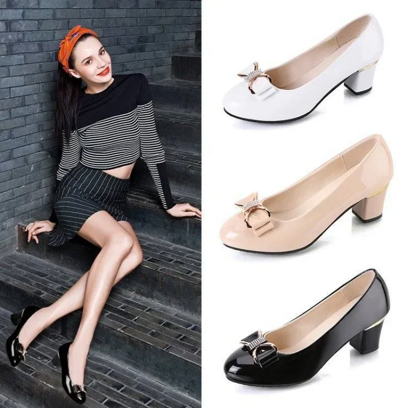 Black-Rubber-soled-High-heeled-Shoes-For-Women-Pointed-Toe-Thick ...