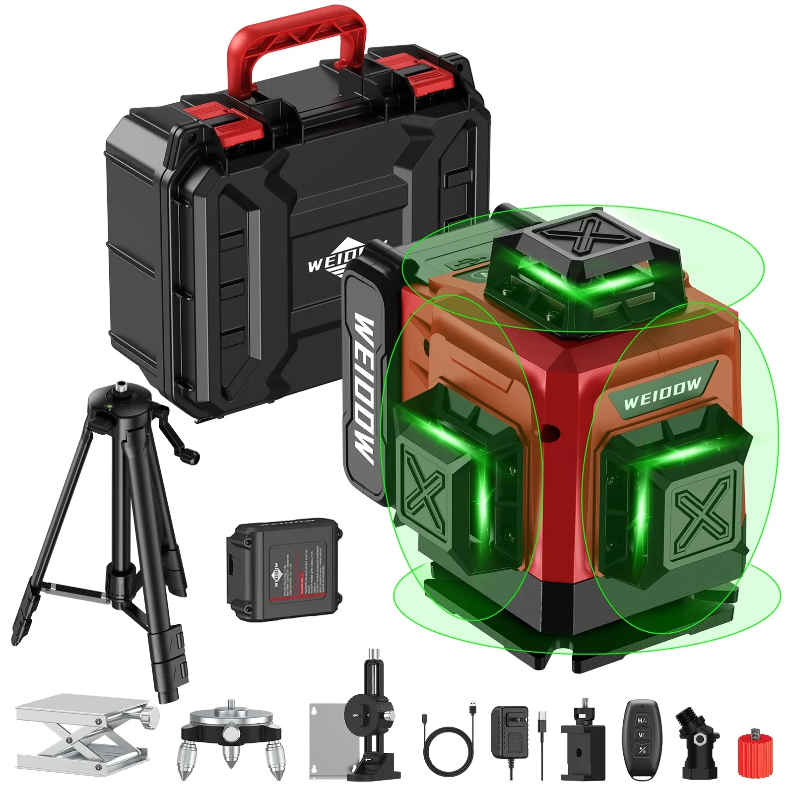 WEIDDW-4D-16-Lines-360-Self-leveling-Laser-Levels-withTripod-and-Suitcase-Horizontal-And ...