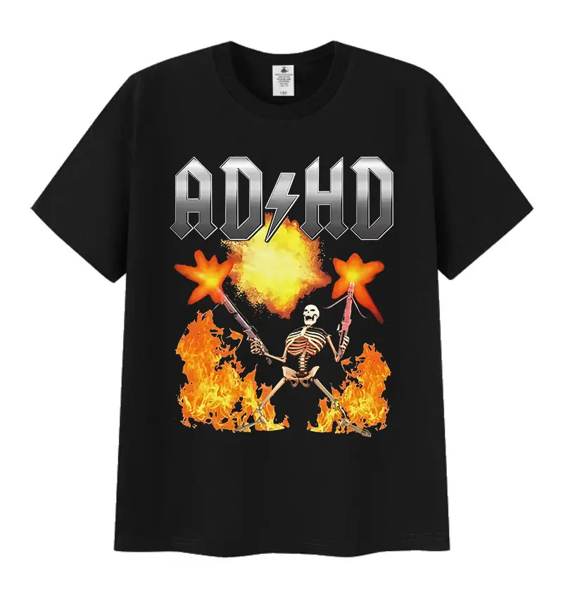 Funny ADHD Skeleton Autism Meme Graphic TShirt Mental Health Awareness ...