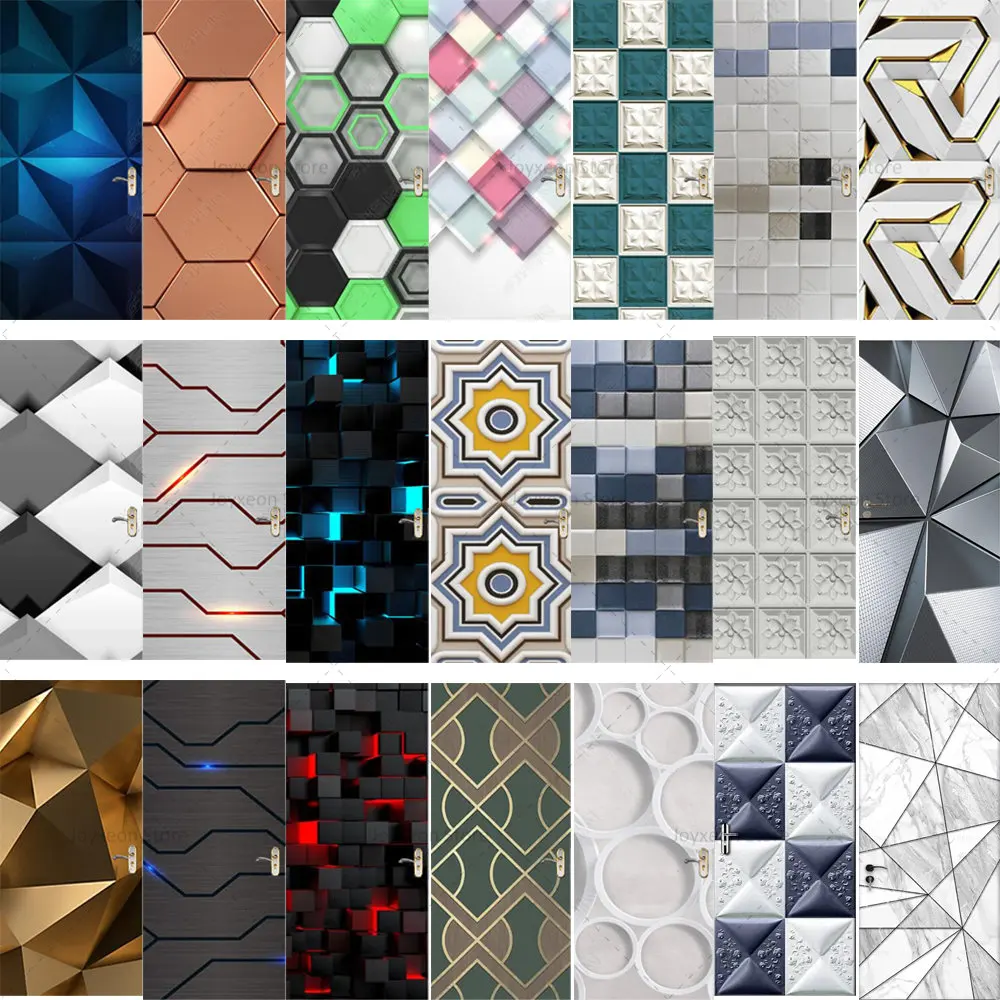 High-end-Line-Door-Sticker-Geometric-Art-Full-Door-Poster-PVC ...