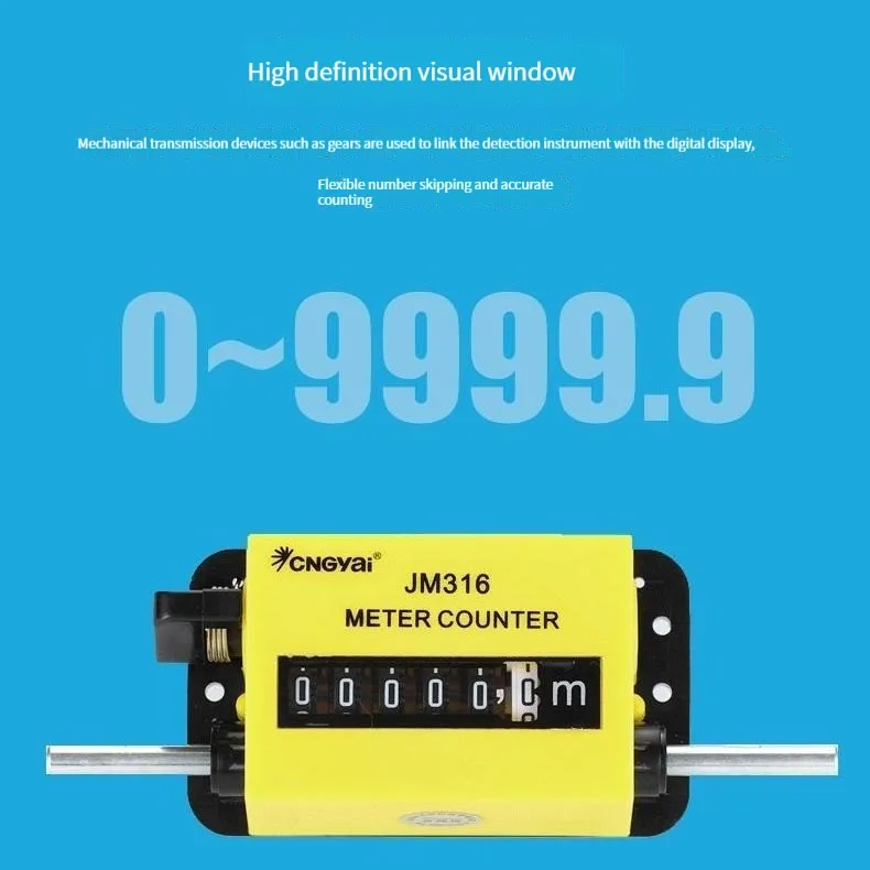 1-99999.9m JM316 Rotation Meter Counter Mechanical Length Counter ...