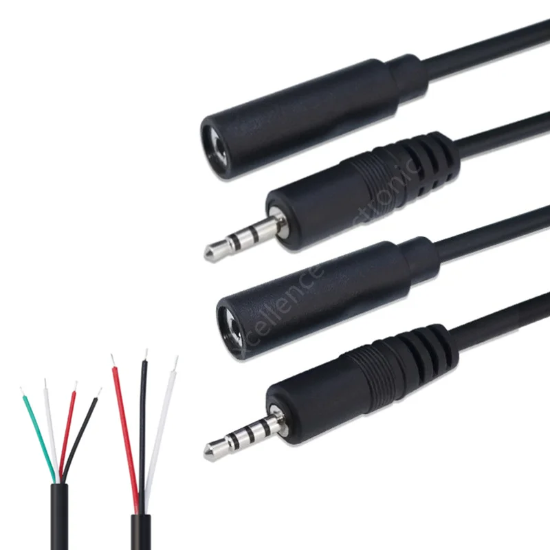 2-5mm-Audio-Cable-3-pole-4-pole-Male-Female-Single-Ended-Dual-Channel ...