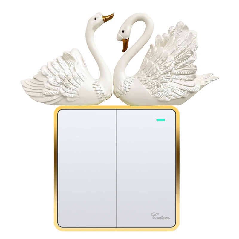Cartoon-Swan-Resin-Switch-Sticker-3D-Stereo-Socket-Wall-Sticker ...