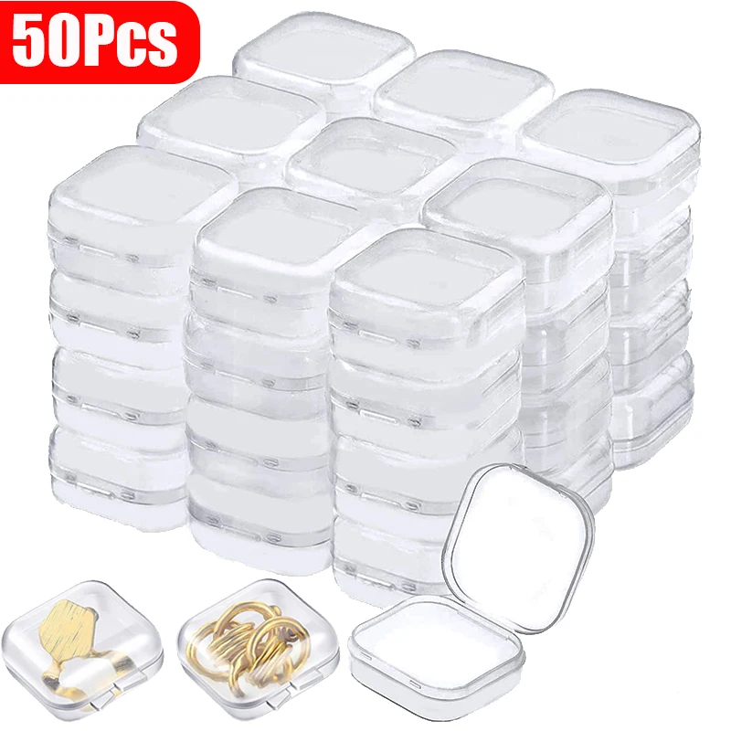 50Pcs Mini Storage Box Transparent Square Plastic Packaging Container ...