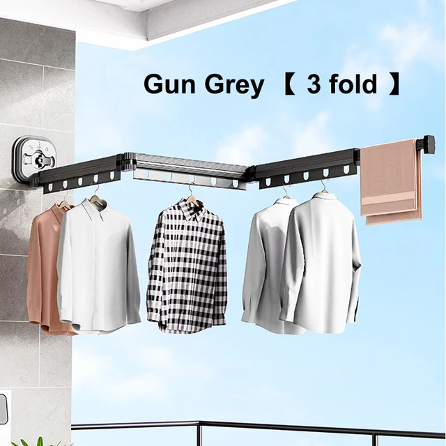 Adsorption Wall Mounted Folding Clothes Drying Rack Aluminum ...