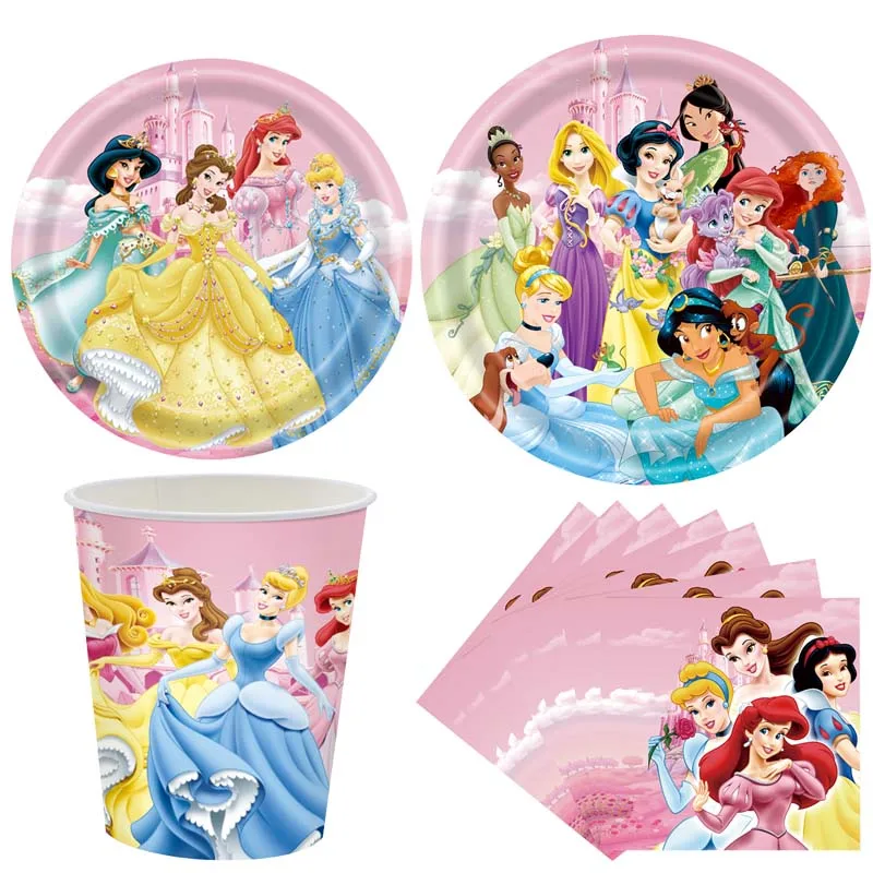 Juego-de-vajilla-desechable-para-fiesta-de-cumplea-os-suministros-de-fiesta-de-princesa-Disney ...