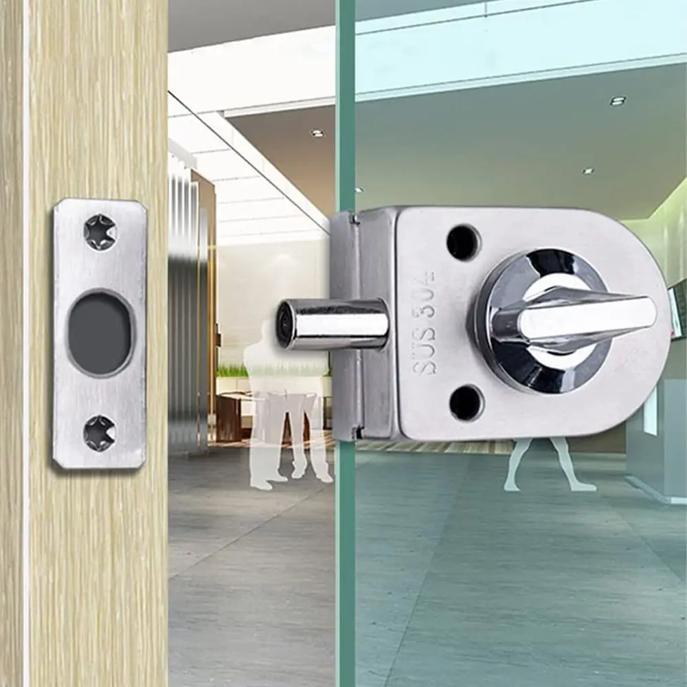 Glass-Door-Lock-304-Stainless-Steel-Knob-Sliding-Gate-Floor-Latch ...