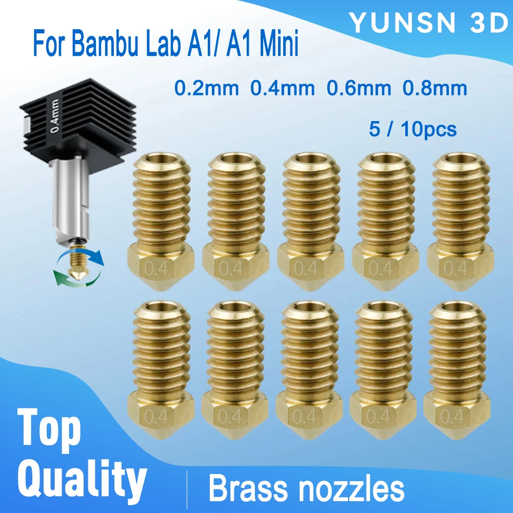 5/10pcs Brass Nozzle For Bambu Lab A1/ A1 Mini, 0.2 0.4 0.6 0.8mm 3D ...