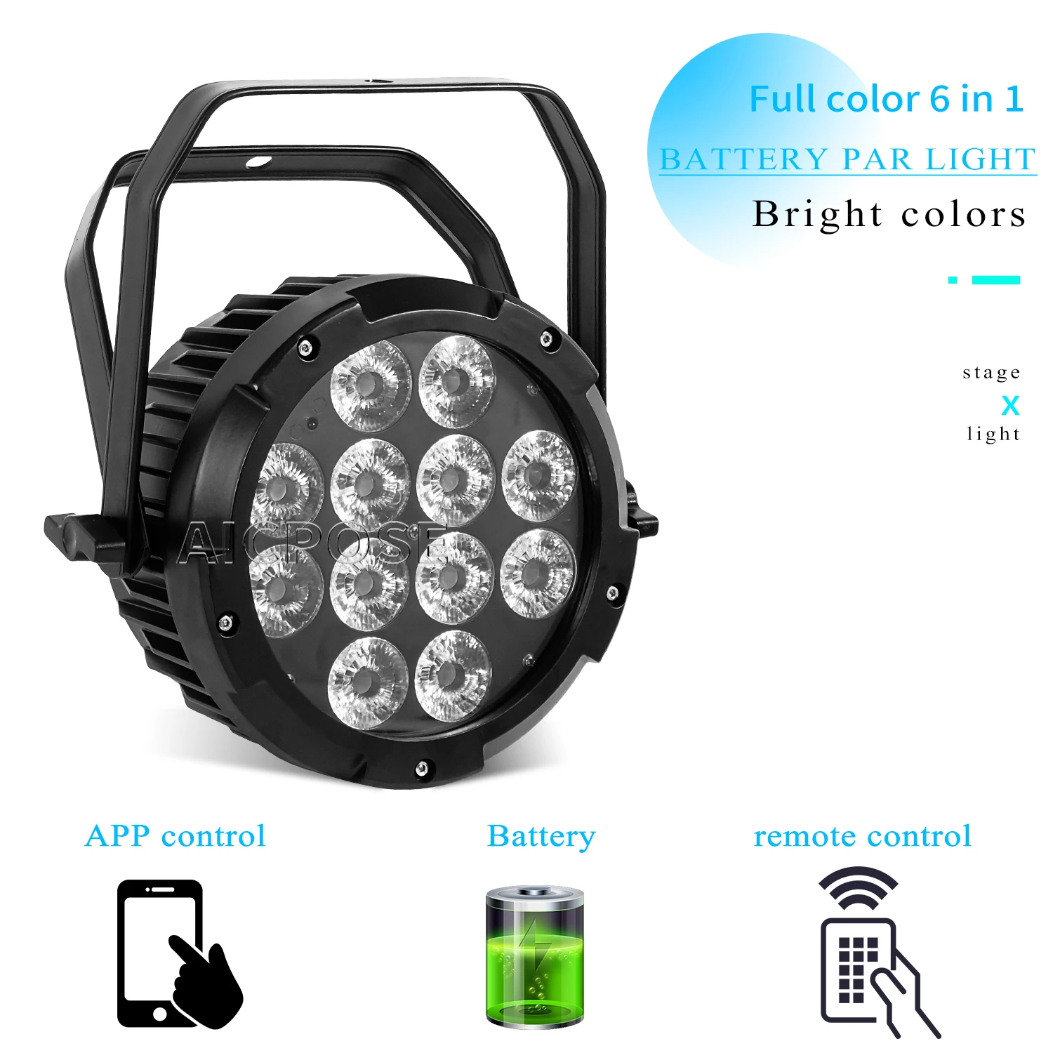 12x18W-RGBWA-UV-6-in-1-LED-Wireless-Remote-Control-Battery-Par-Light ...