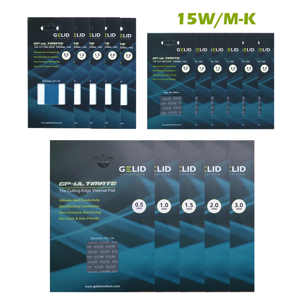 GELID GP 얼티밋 냉각 열 패드, CPU GPU 그래픽 마더보드 그리스 방열 실리콘 패드, 멀티 사이즈, 12W, MK, 15W, MK| | - AliExpress