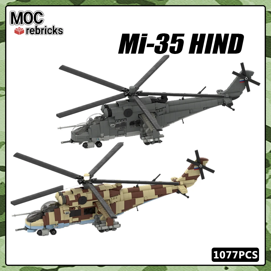 MOC 밀리터리 시리즈 Mi 35 HIND 무장 헬리콥터 빌딩 블록, 모델 벽돌 컬렉션, 어린이용 DIY 장난감, 크리스마스 ...