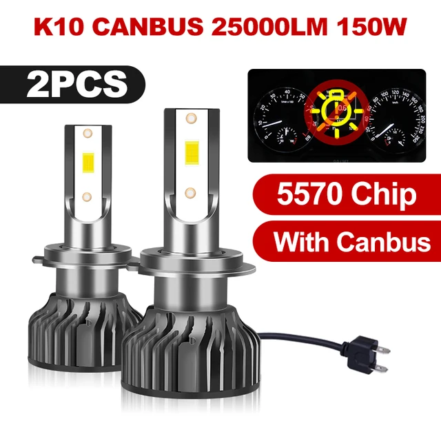 HLXG Mini Canbus lampada H4 H7 LED Car Headlight 30000LM 6000K 8000K ...
