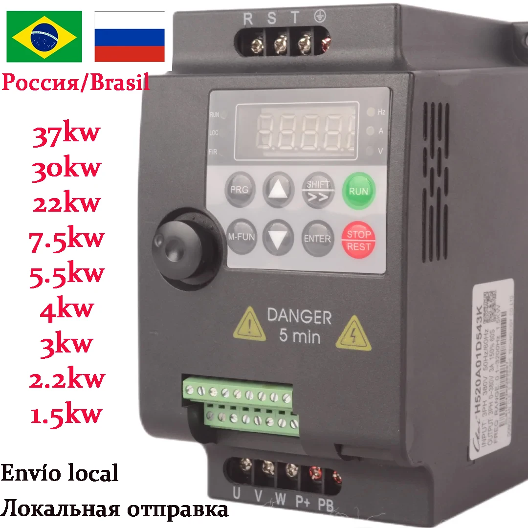 VFD Inverter VFD 1.5 2.2 3 4kw 5.5KW Frequency Inverter 3P 220V 380V ...
