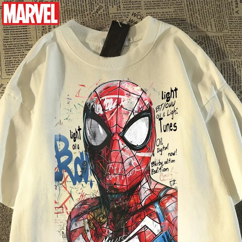 Marvel-Spider-Man-T-shirt-Superhero-Man-s-Summer-Round-Neck-Scrawl ...