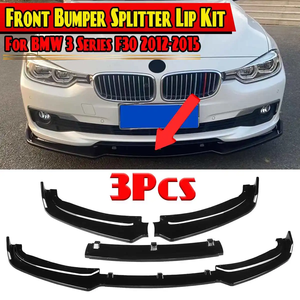 Black-Car-Front-Bumper-Lip-Splitter-Chin-Bumper-Body-Kits-Spoiler-For ...