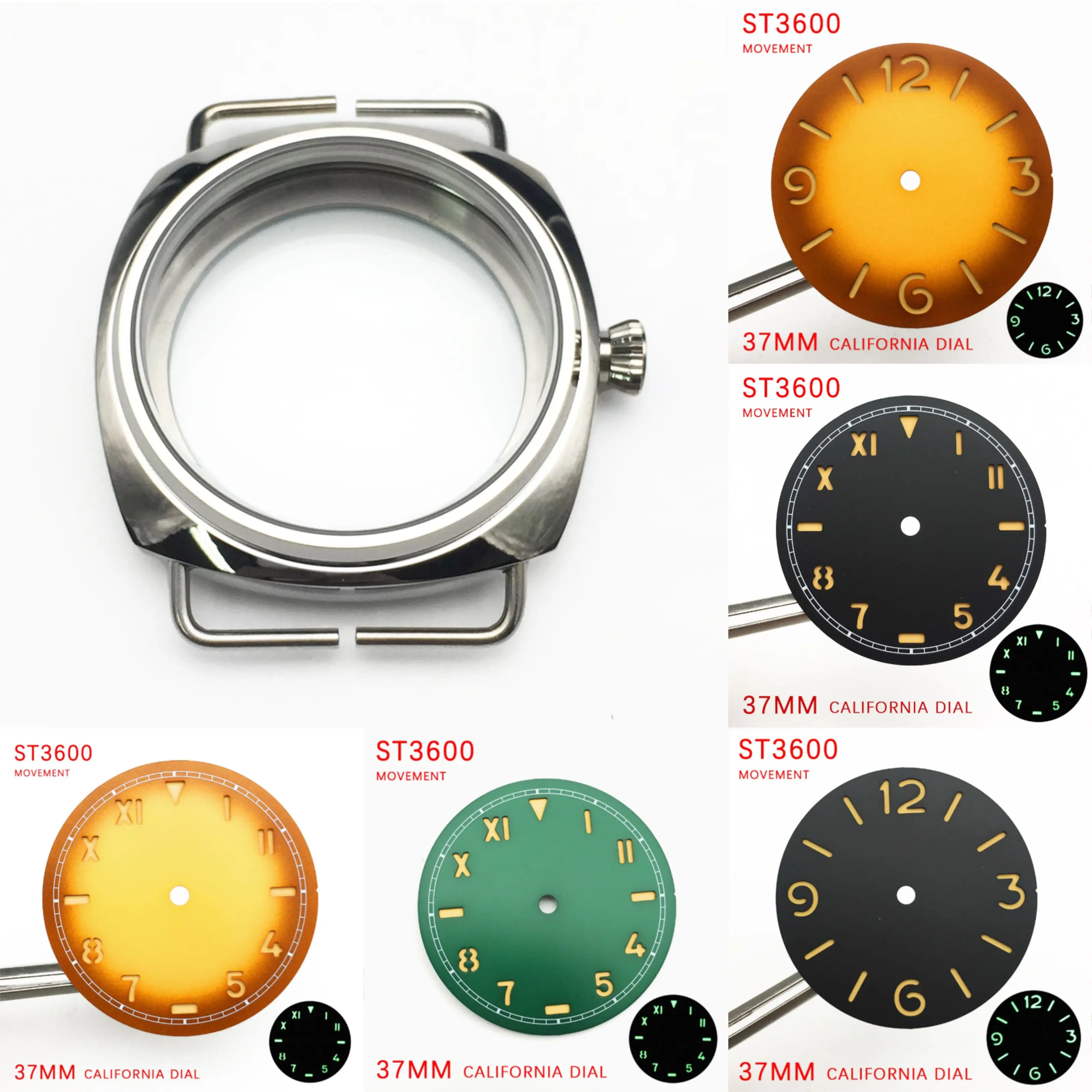 45mm 316 Steel Watch Case with Crown Sapphire Glass For 6498 Movement ...