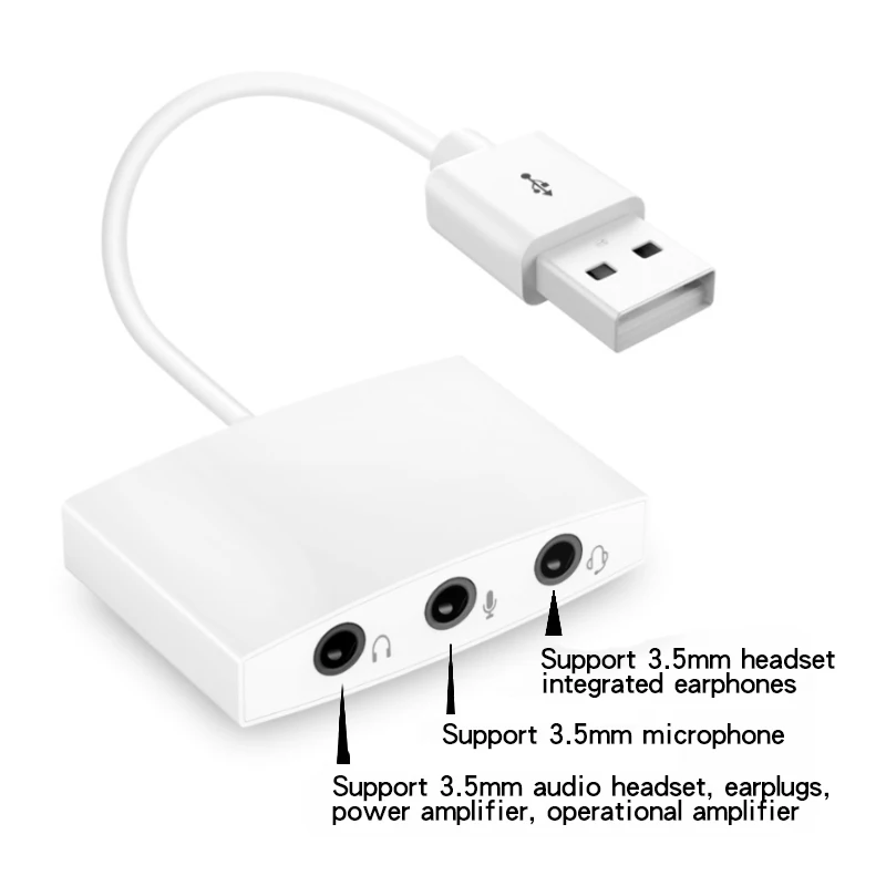 External Sound Card Converter Splitter USB Adapter 3 Port Converter ...