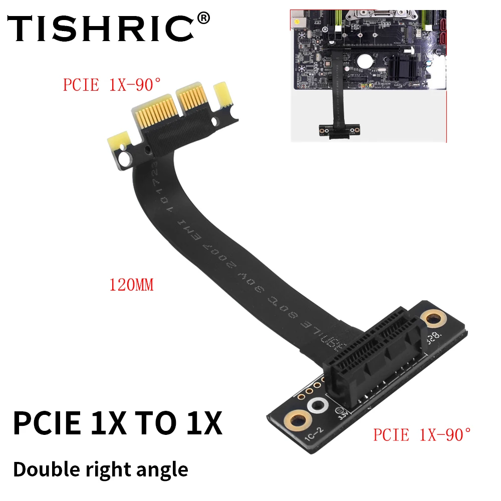 TISHRIC-PCIE3-0-1X-To-X1-Cable-120MM-Dual-90-Degree-Right-Angle-PCIE-X1 ...