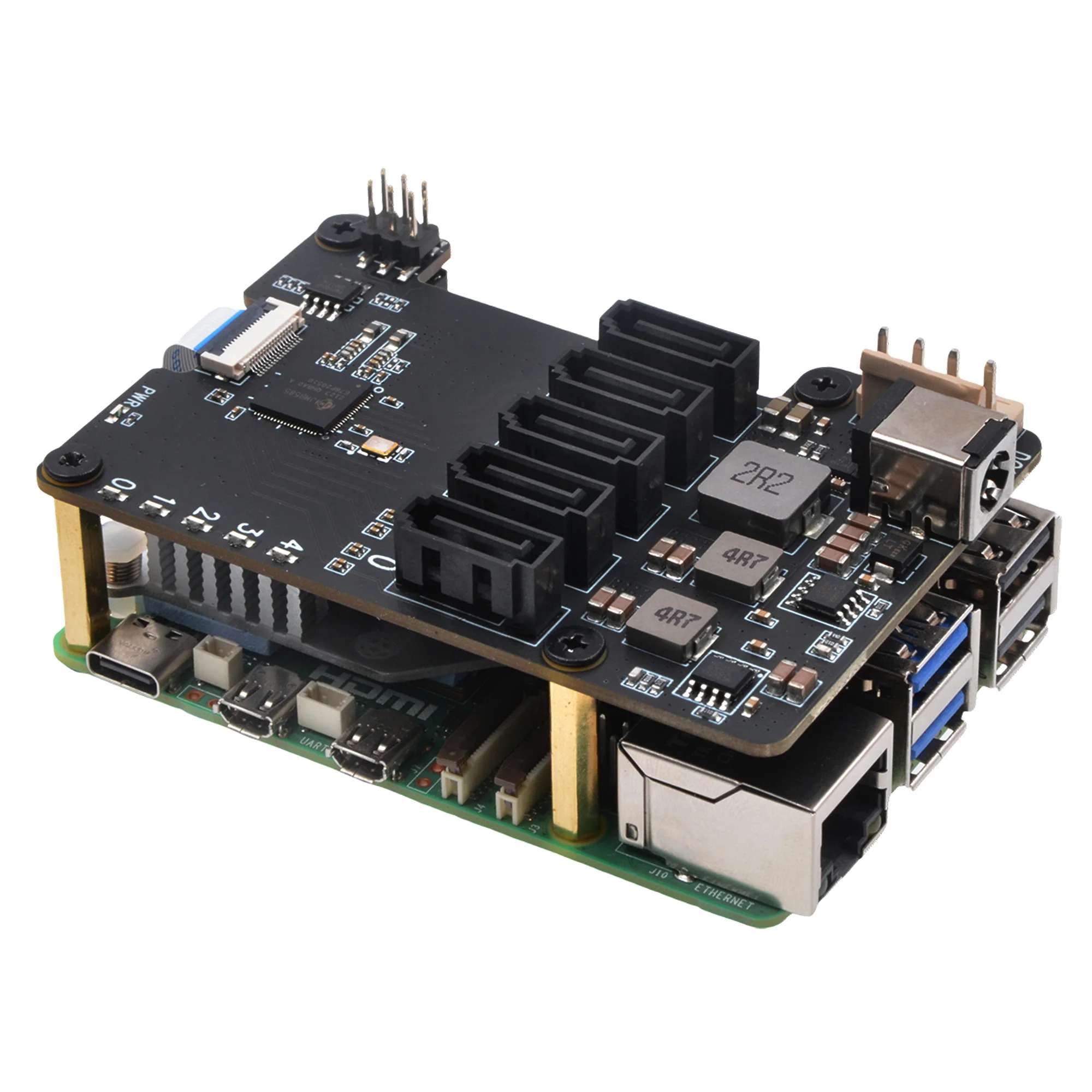 Geekbord X1009 PCIe para escudo SATA de 5 portas para Raspberry Pi 5