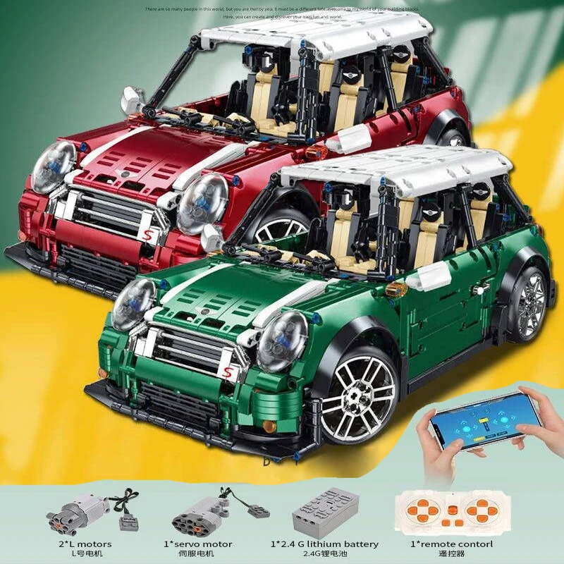 NEW-2292PCS-MOC-Cooper-Classic-Car-Red-and-green-MINI-MOC-T5025B-Power ...
