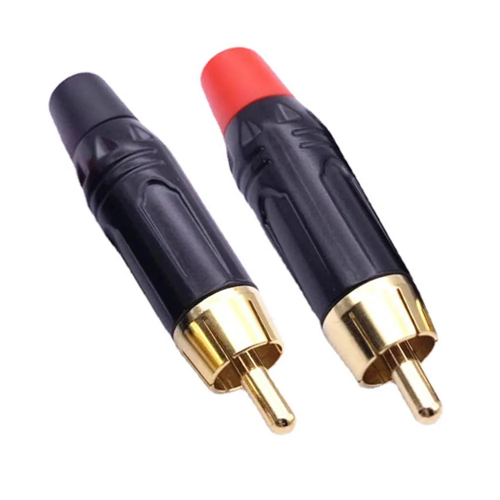 Red Black RCA Male Female Plug Black Aluminum Shell RCA Audio Video ...