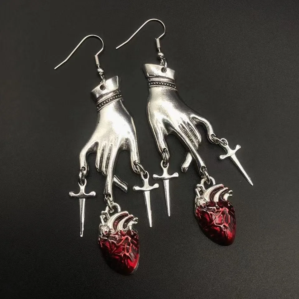 Exaggerate-Gothic-Finger-Cross-Heart-Dangle-Earrings-for-Women-Punk-Hip ...
