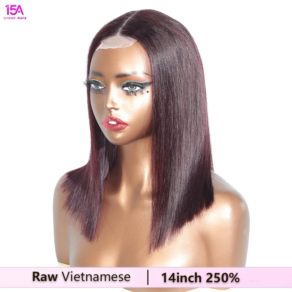 250 Density High Quality 99J Burgundy Lace Front Human Hair Wig 13x4 ...