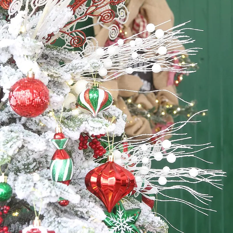 5pc Glitter Branches Christmas Tree Decoration Artificial Flowers for ...