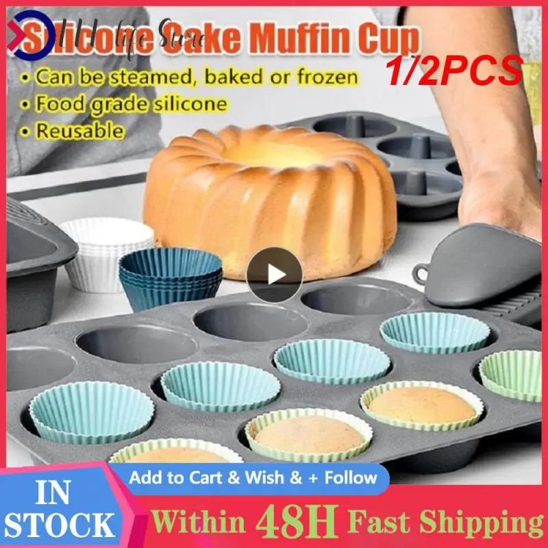 1-2PCS-Set-Silicone-Cake-Mold-Round-Muffin-Cupcake-Baking-Molds ...