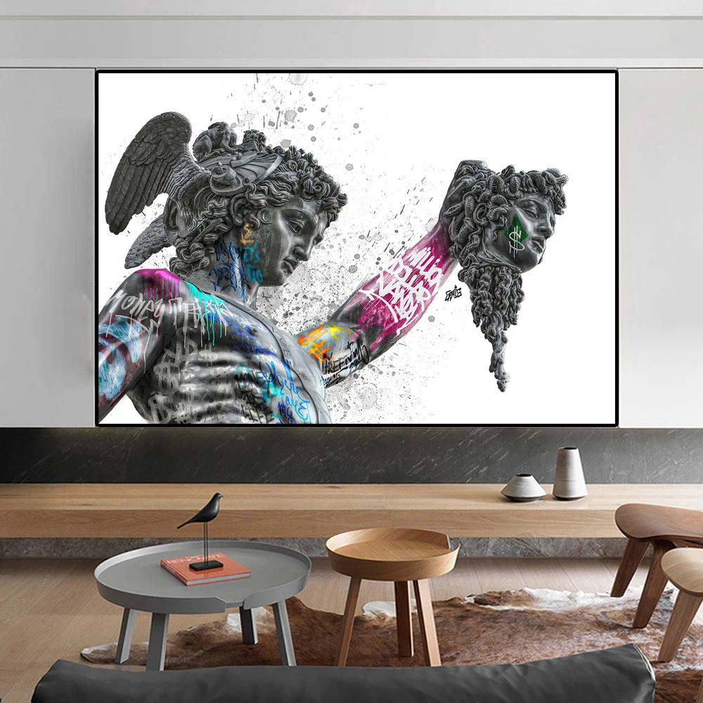 Graffiti-mitolog-a-griega-estatua-de-Dios-arte-pintura-en-lienzo ...