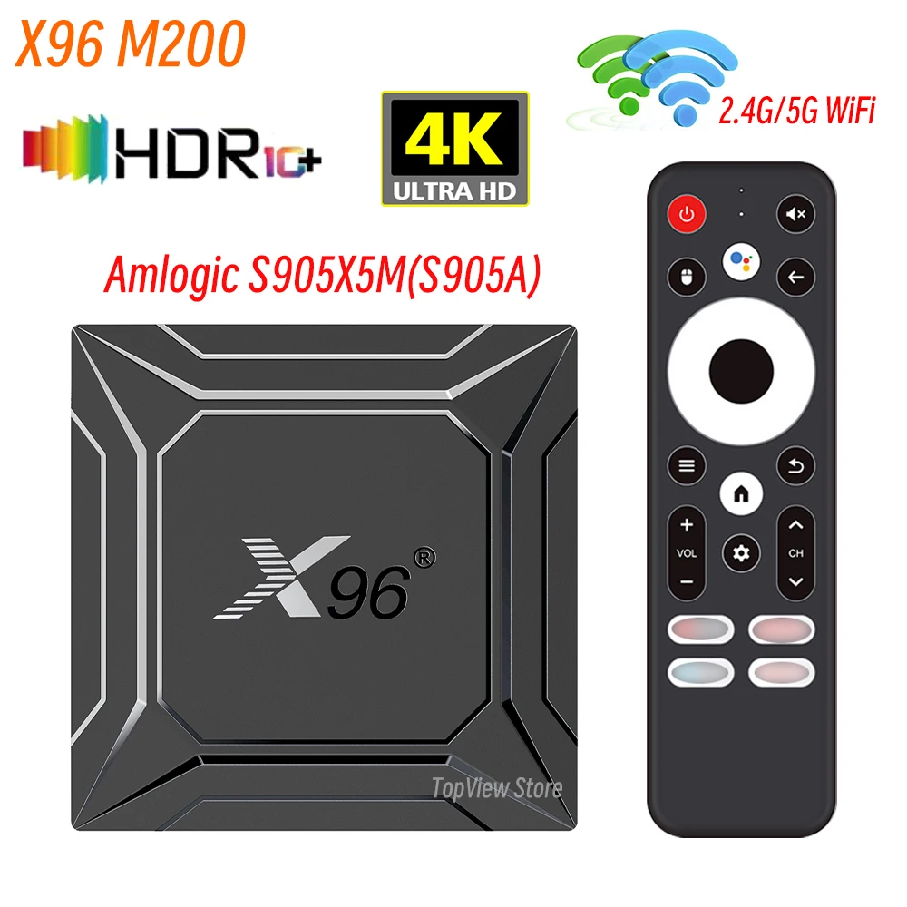 X96M200 안드로이드 14.0 TV 박스 Amlogic S905X5M(S905A) X96 M200 2.4G/5G WiFi ...