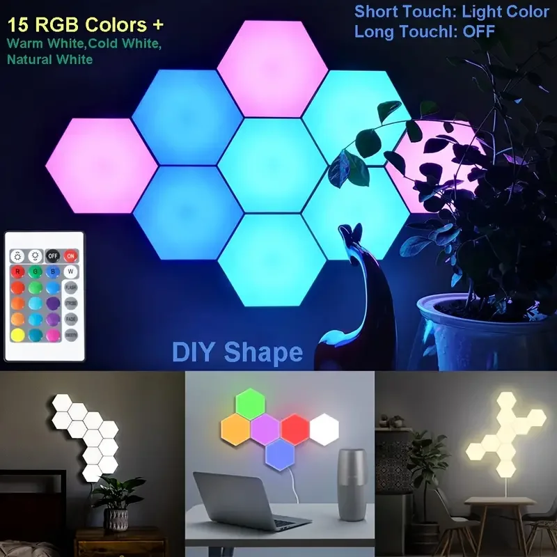Geometric-RGB-Smart-Lamp-DIY-Assembly-Ambient-Night-Light-Honeycomb ...