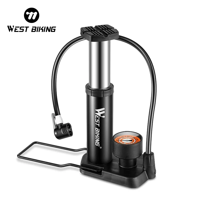 WEST BIKING Bike Floor Pump Max 100-170PSI with High Pressure Gauge ...