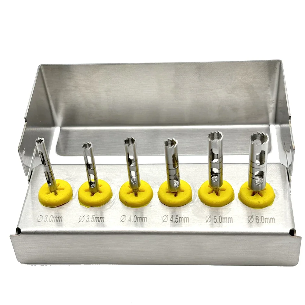 6Pcs Dental Implant Drills Kit with Long Trephine Burs for Implant ...