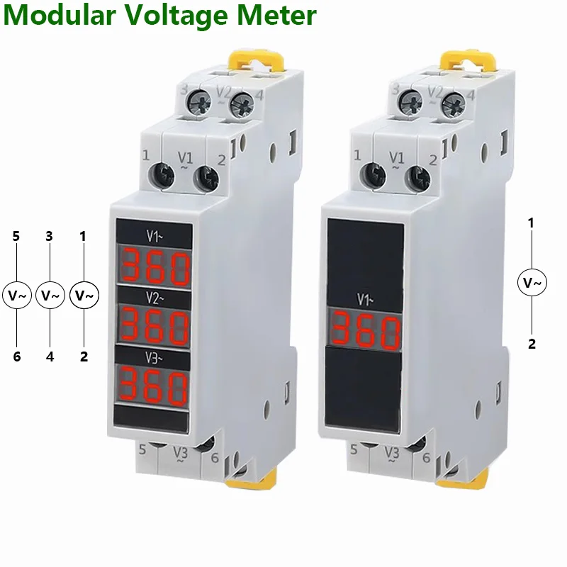Din-Rail-18mm-Voltage-Meter-AC-80-500V-220V-380V-Single-Three-Phase ...