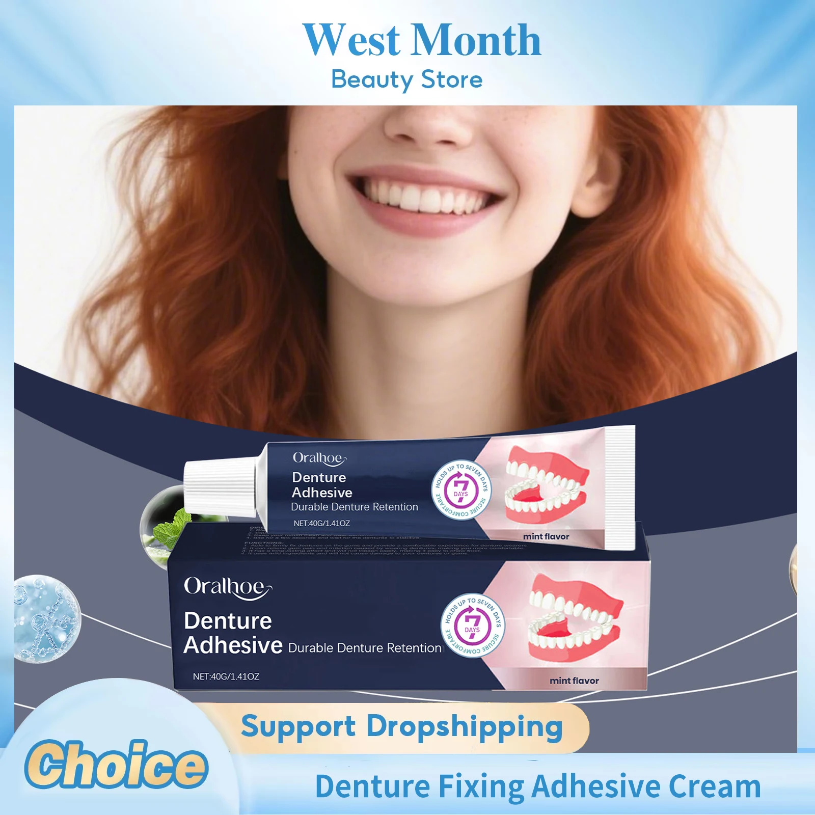 Denture Fixing Adhesive Cream Prevent Fake Tooth Loosen Long-Lasting ...