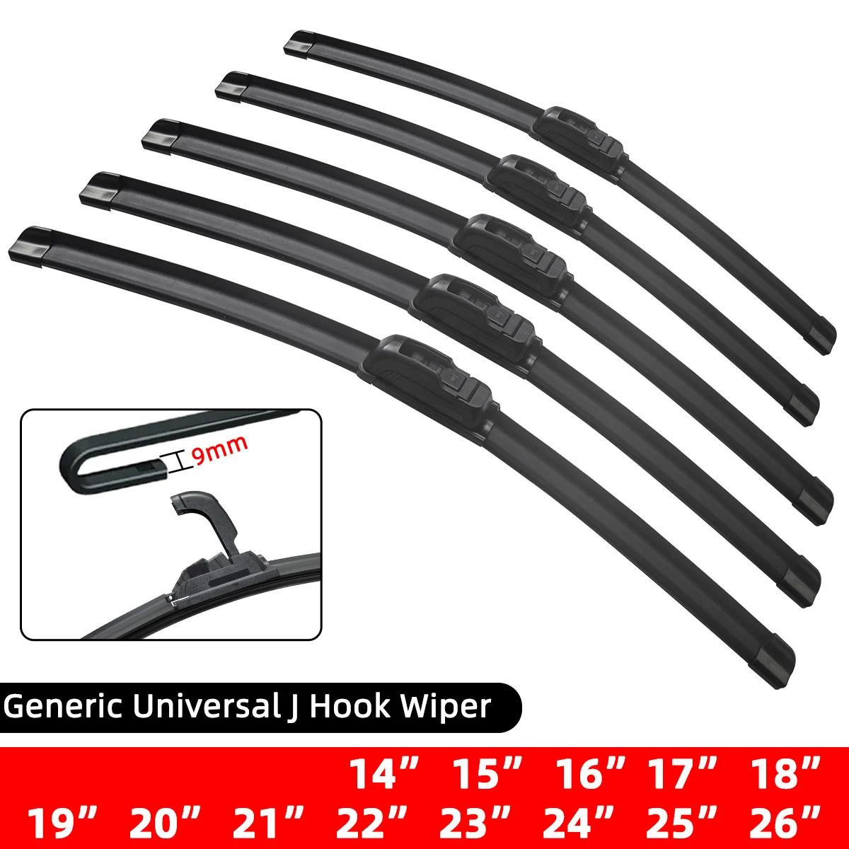 1PC Car Windshield Wiper Blades Hook Universal Soft Rubber Frameless ...
