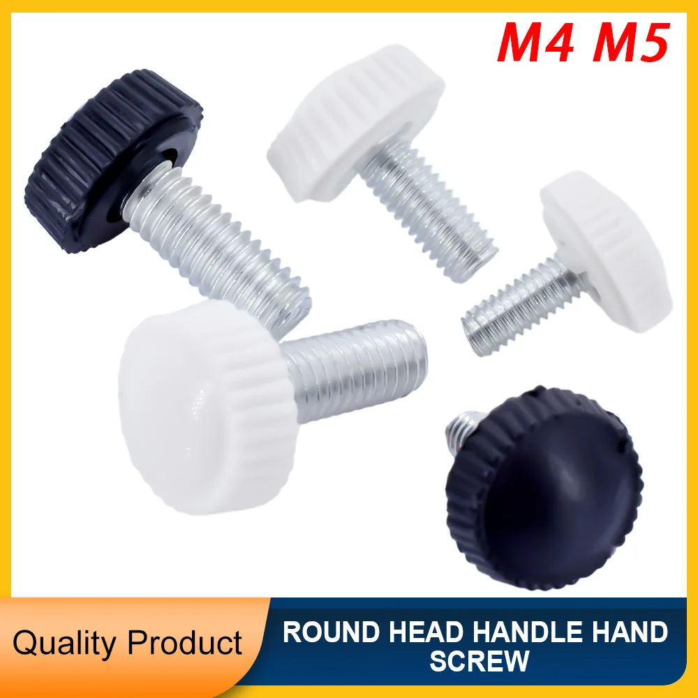 M4-M5-Black-White-Plastic-Knob-Round-Head-Handle-Hand-Screws-Knurled ...
