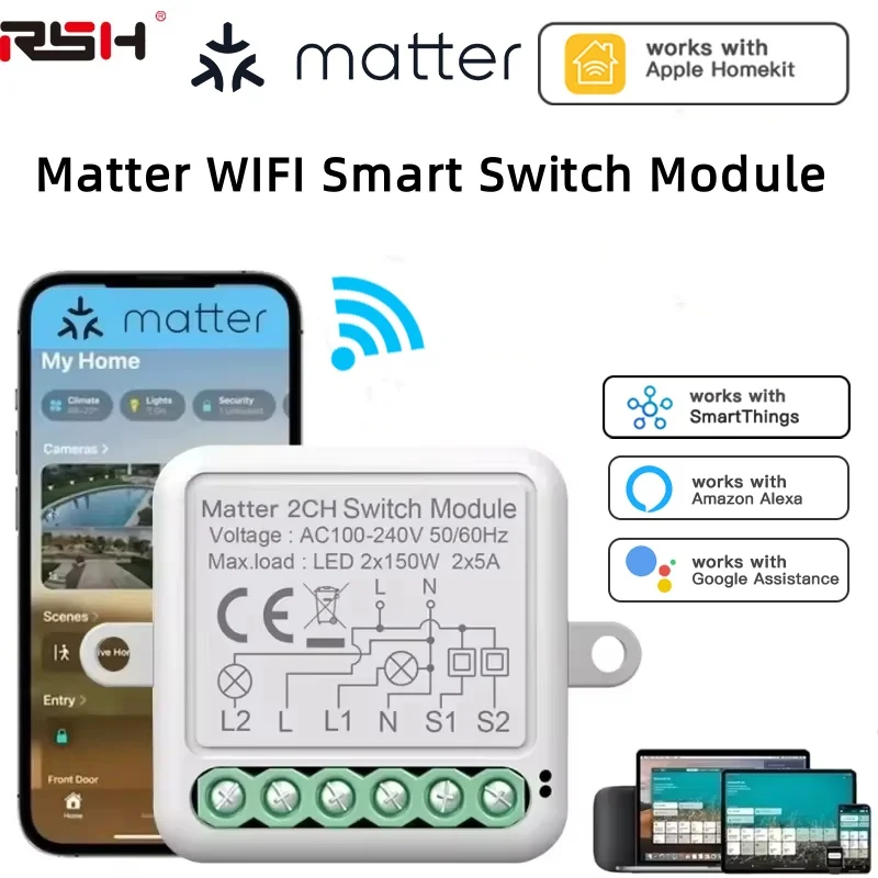 Matter WiFi Smart Switch Module Neutral Wire Required Smart Home DIY ...