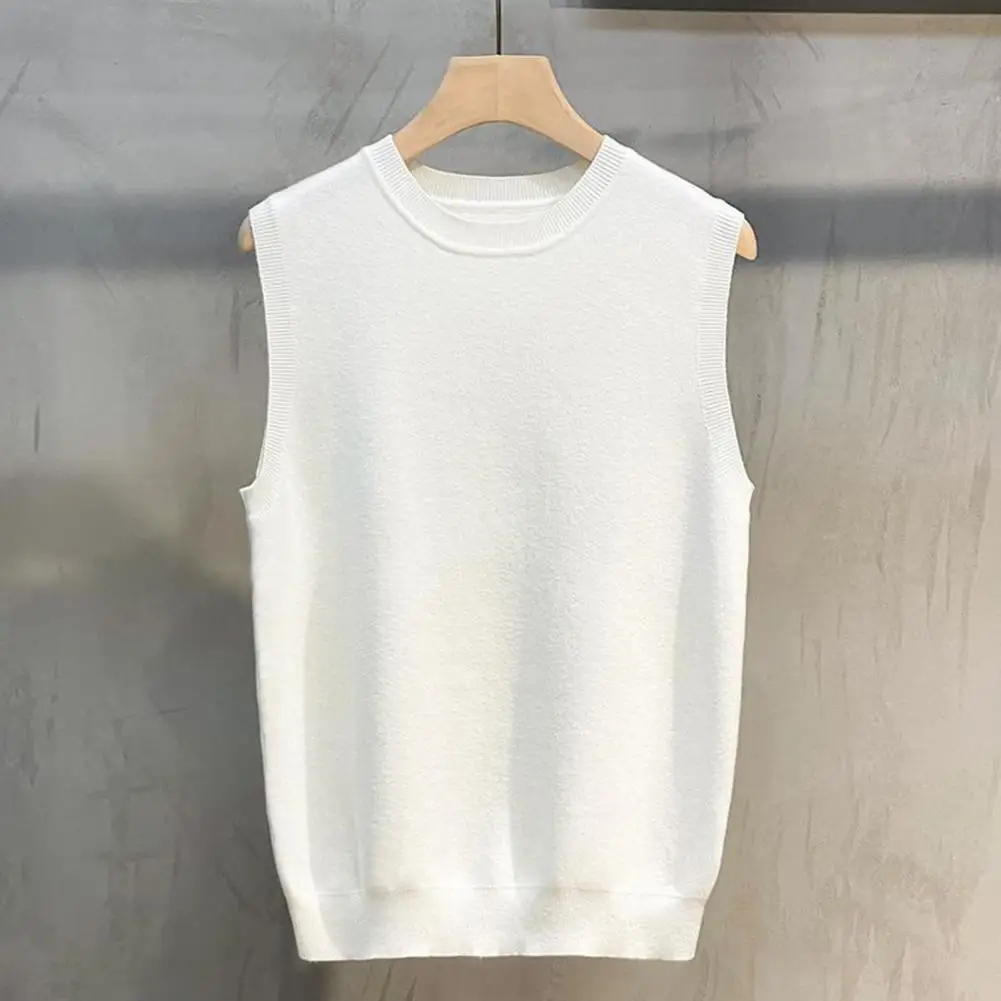 Ribbed-Collar-Vest-Solid-Color-Top-Thick-Knitted-Sweater-Vest-for-Men ...