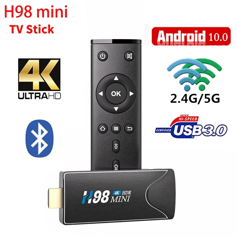 Smart TV BOX H98 Mini Fire Stick Allwinner H313, Android 10, 2G8G, 2,4G ...
