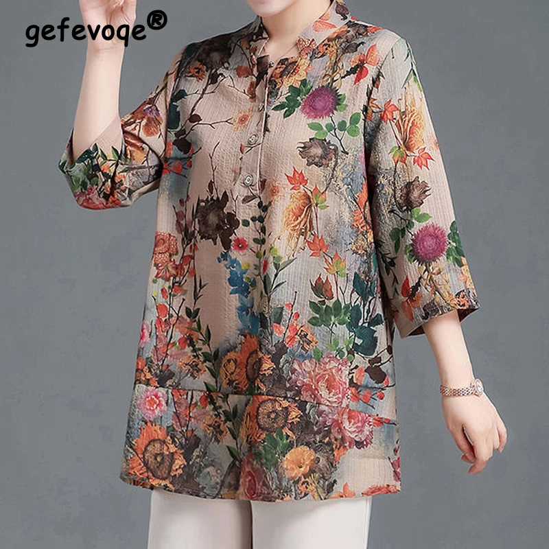 5XL Women Spring Summer Blouses Shirts Lady Fashion Casual Half Sleeve ...