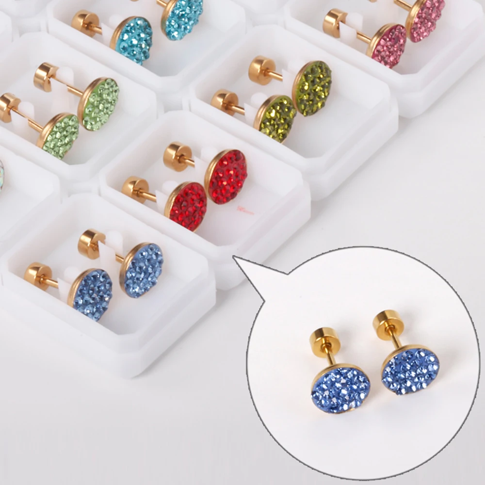 Boucles d'Oreilles Rondes Colorées en Acier Inoxydable pour Femme et ...