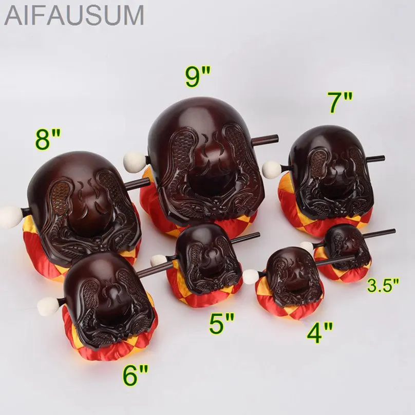 5" 6" 7" 8" 9" Teakwood Wooden Fish Muyu Carved Temple Block Mokugyo ...