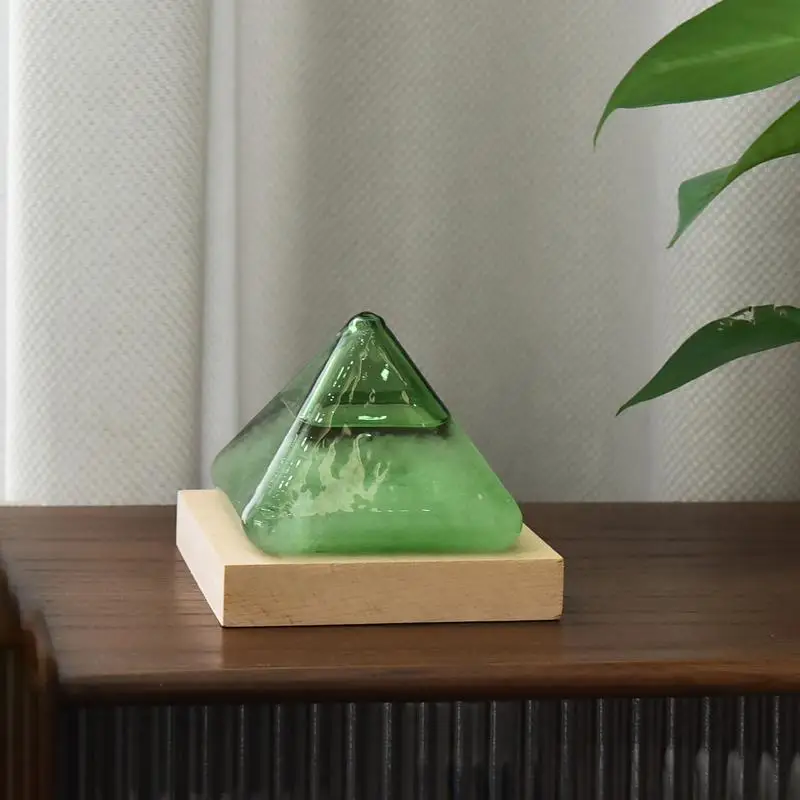 home Weather Glass Green Pyramid Storm Bottle Desktop Ornament ...